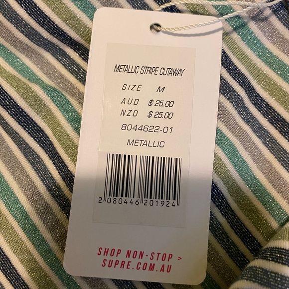 SUPRE | Tops | New Supre Metallic Stripe Cutaway Cropped Tank Top ...